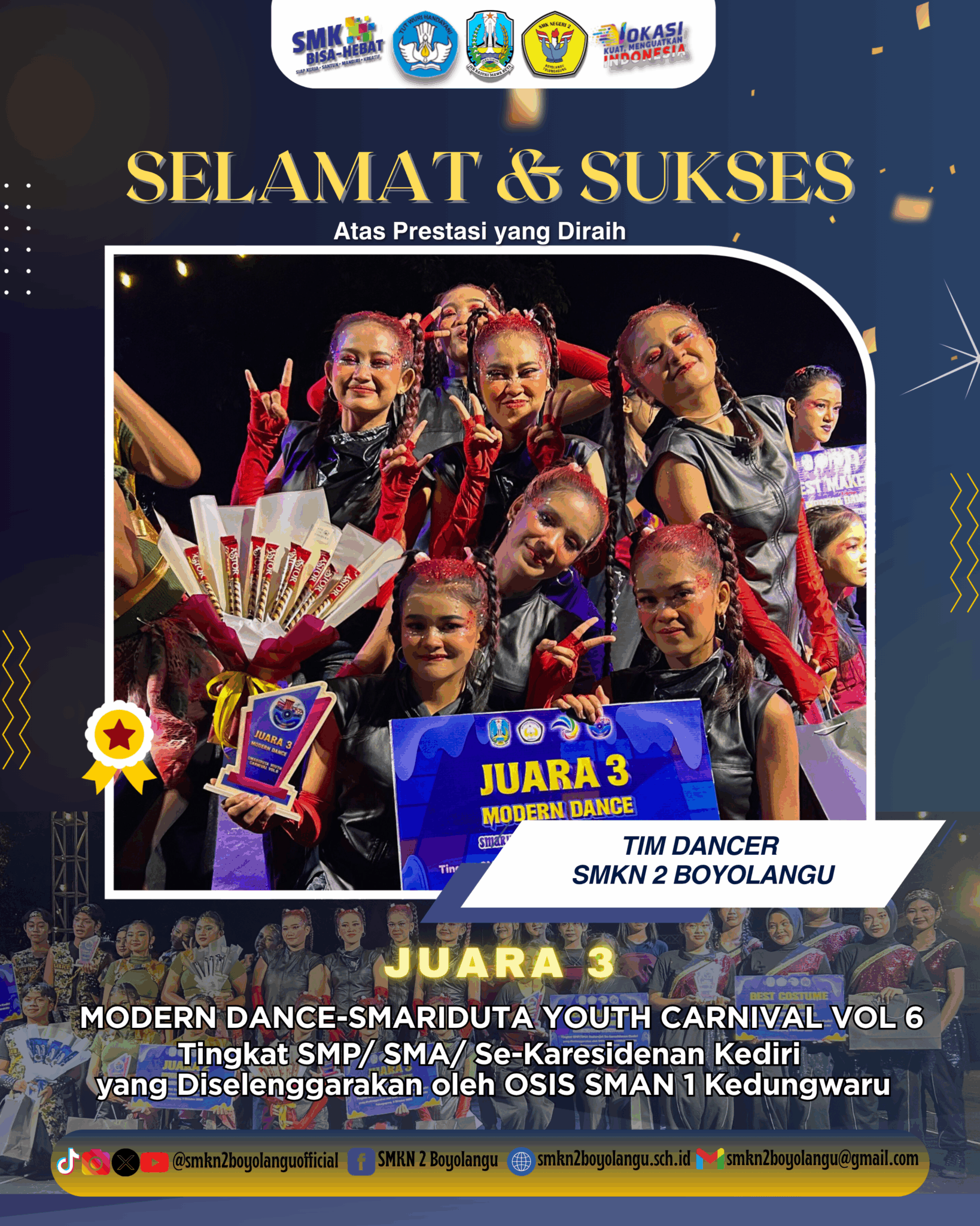 Tim Dancer SMKN 2 Boyolangu Raih Juara 3 di Modern Dance – Smariduta ...